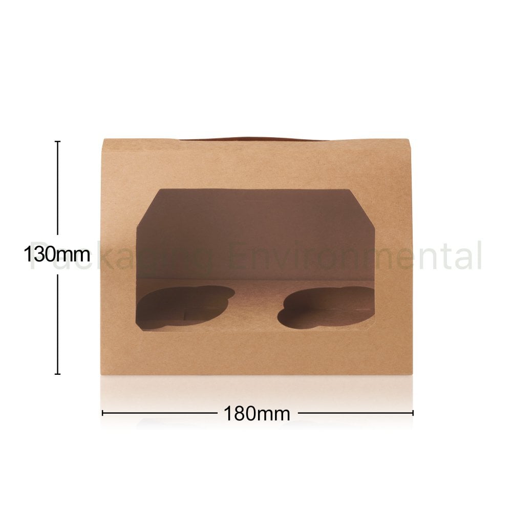 2 CUPCAKE WINDOW BOX WITH INSERT - KRAFT (Case x 100) | Streetfood ...